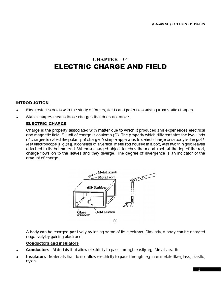 Revised - Electric Charges & Fields (LN) | PDF | Electric Charge ...