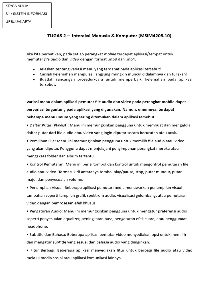 KEYSA AULIA - 044830092 - TUGAS 2 Interaksi Manusia & Komputer | PDF