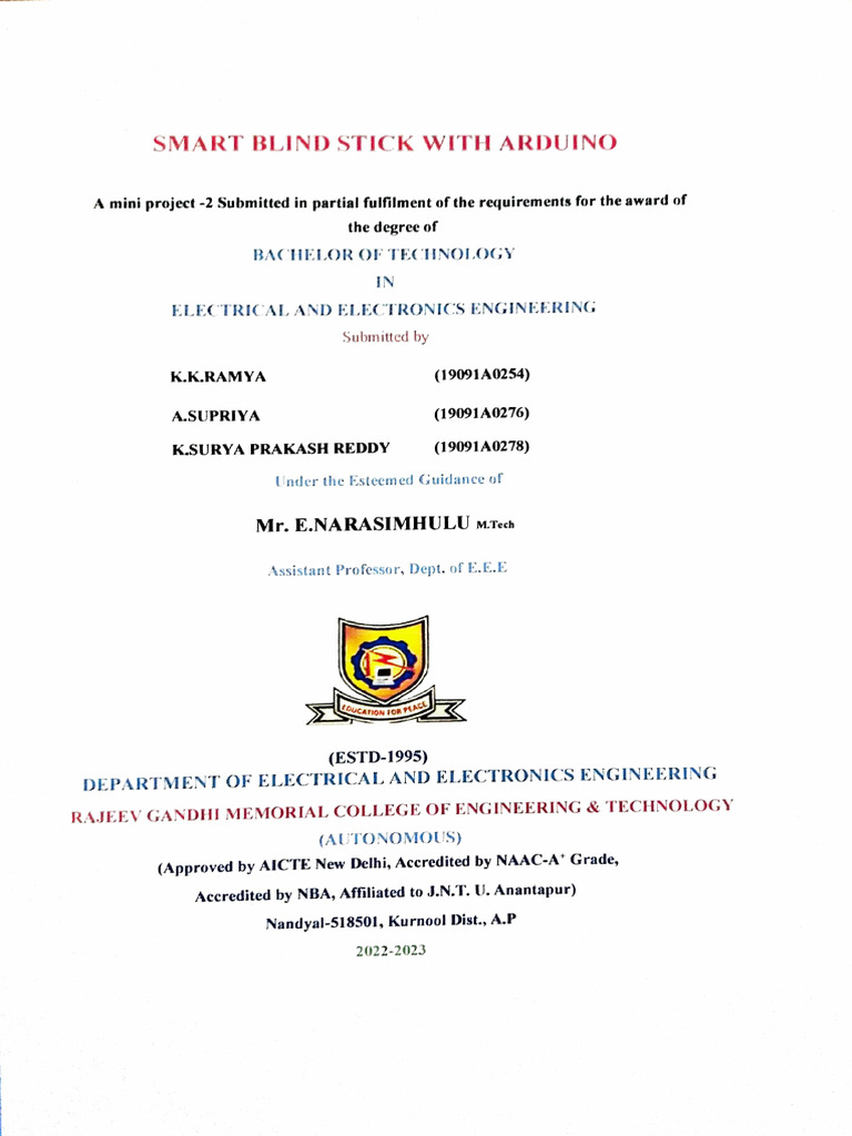 Smart Blind Stick With Arduino - 3 | PDF | Visual Impairment