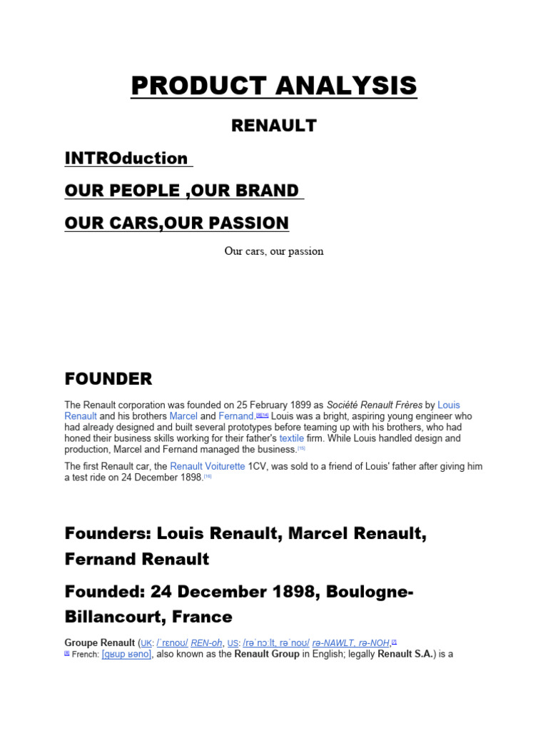 Renault Product Analysis | PDF | Renault | Car