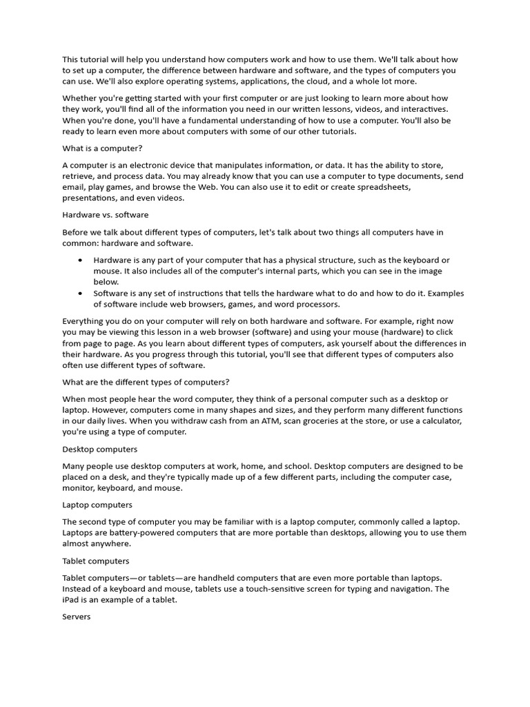 Handout Pdf Personal Computers Computer Monitor