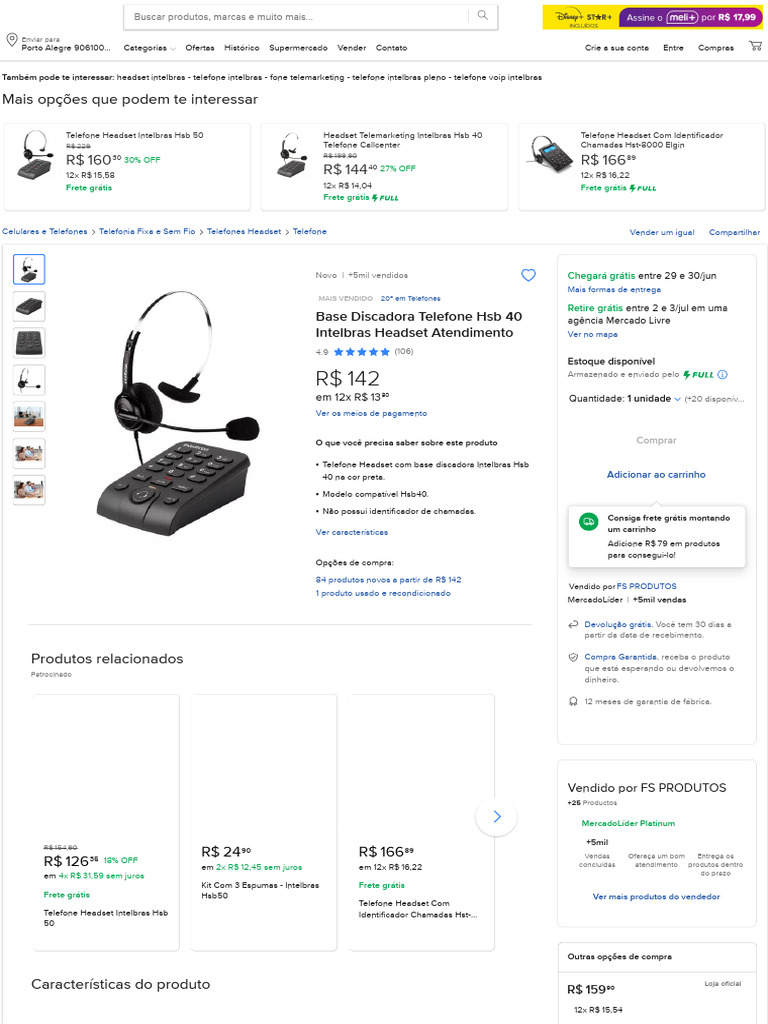 Base Discadora Telefone HSB 40 Intelbras Headset Atendimento - Frete ...