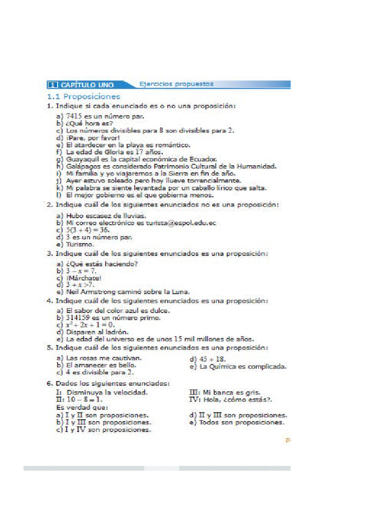Proposiciones. - Lógica Matemáticas1 | PDF