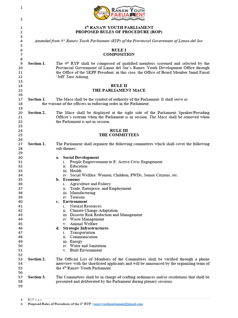 4th RYP (Rules of Procedure) FINAL | PDF | Governance | Separation Of ...