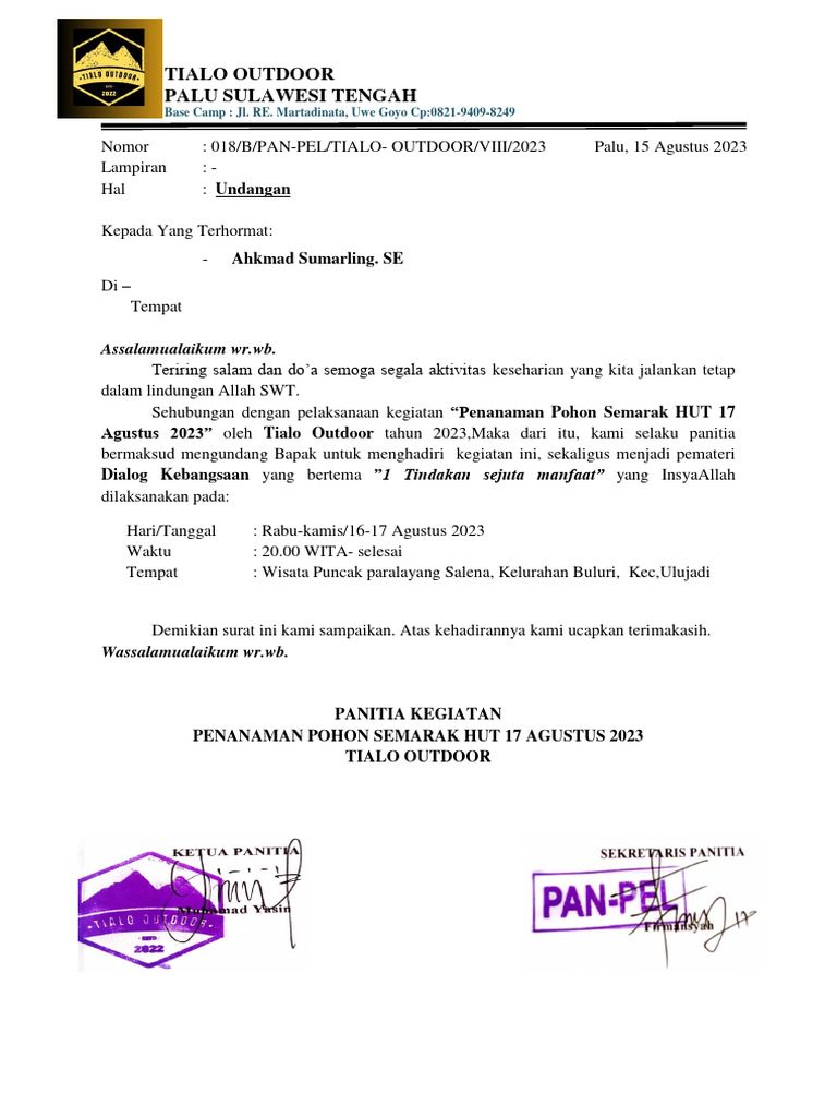 Undangan Pemantik Ayahanda Akhmad Sumarling SE | PDF