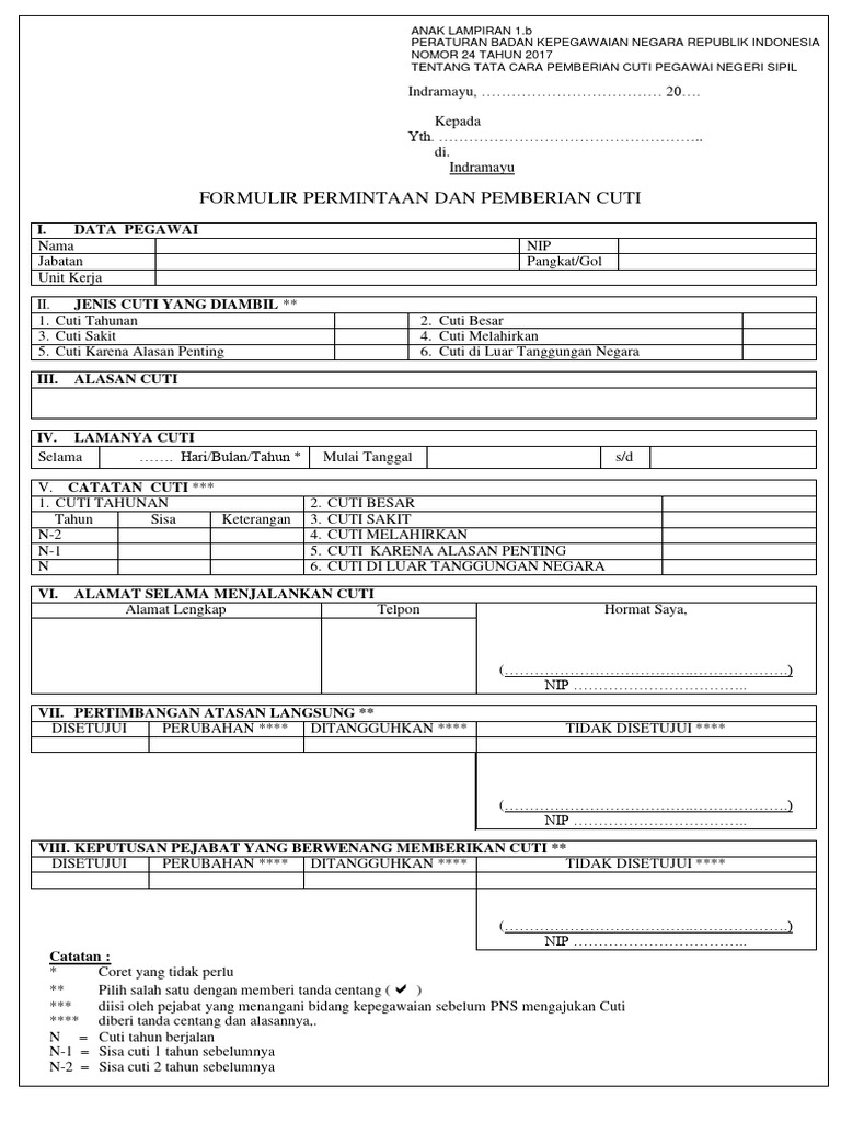 Form Cuti Lengkap | PDF