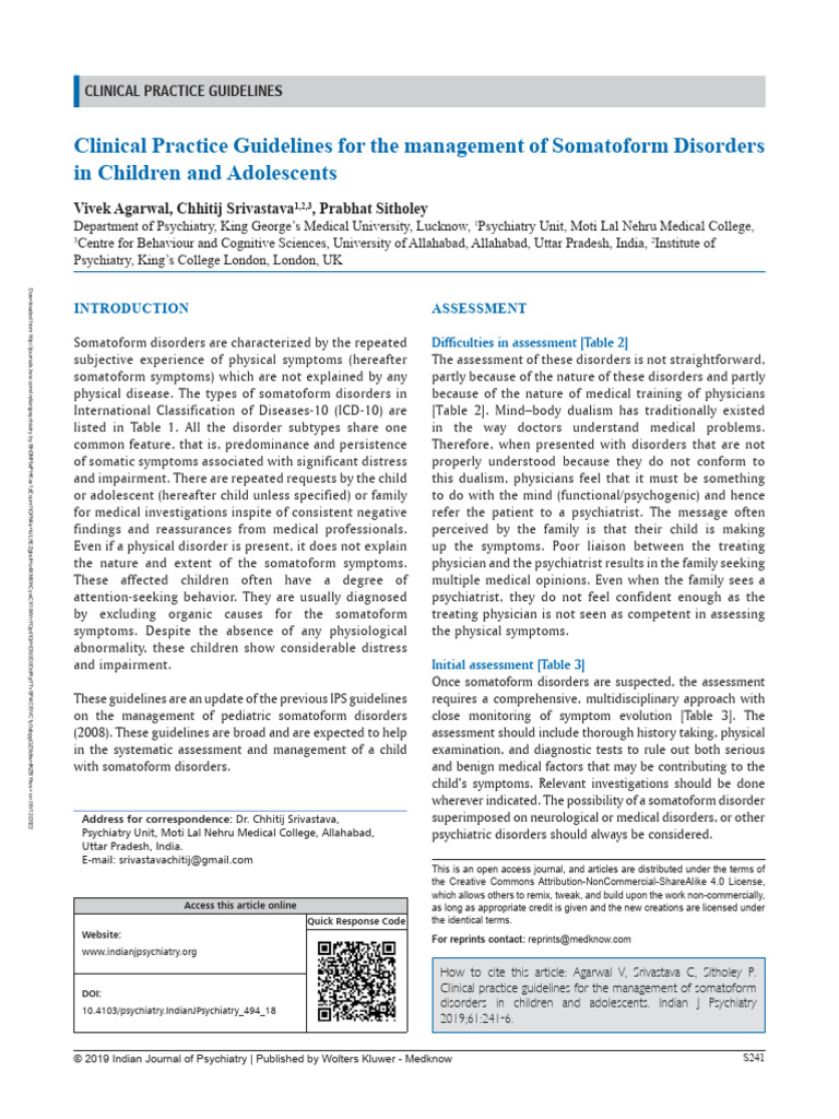 Agarwal 2019 Clinical Practice Guidelines for The | PDF | Mental ...