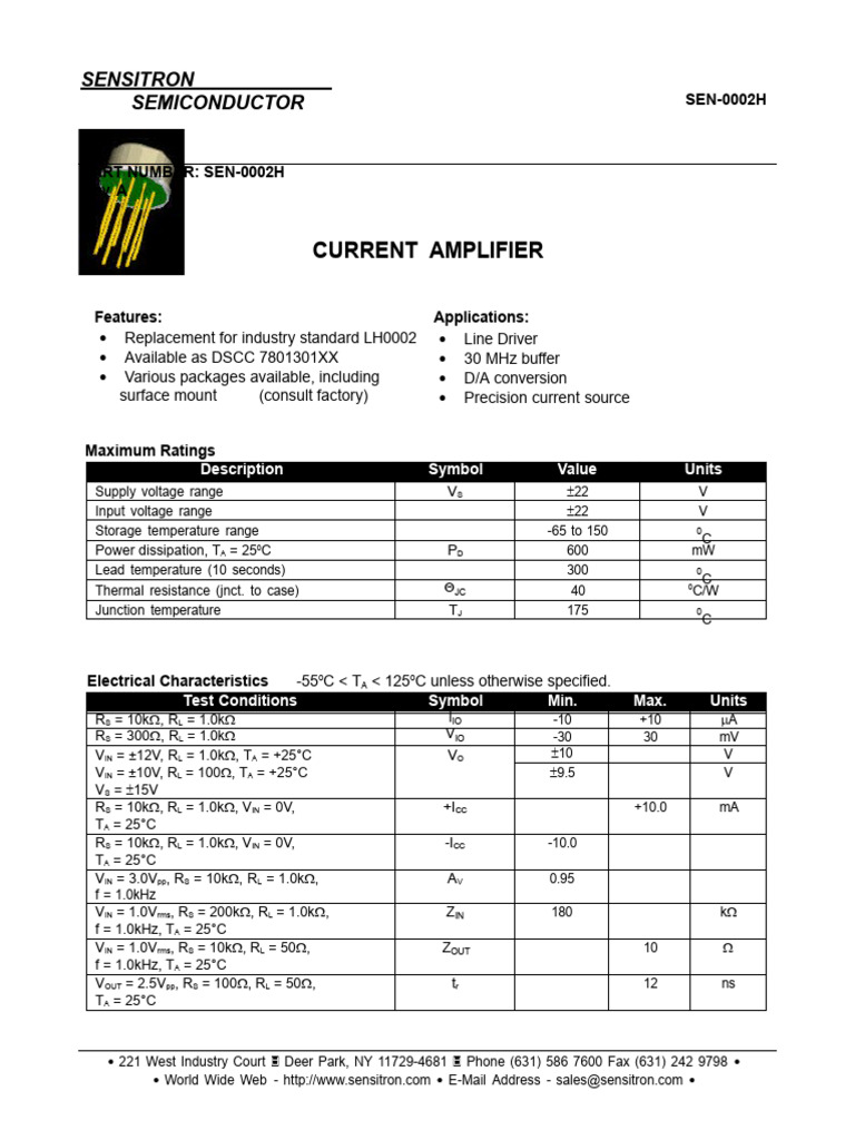 Sen 0002H | PDF | Electrical Circuits | Physical Quantities