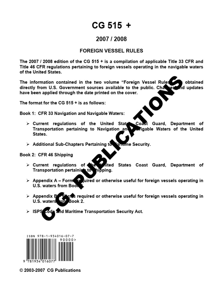 Foreign Vessel Rules 2007-2008 Guide | PDF | Coast Guard | Safety