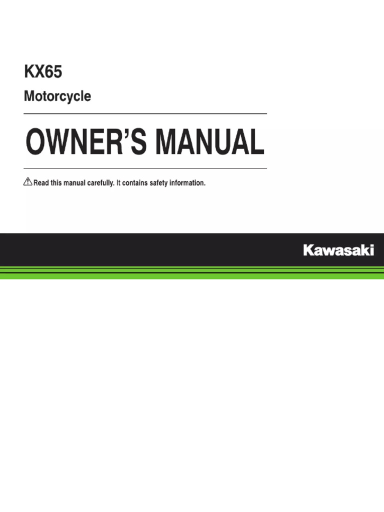 User Manual Kawasaki KX65 (2018) (English - 139 Pages) | PDF