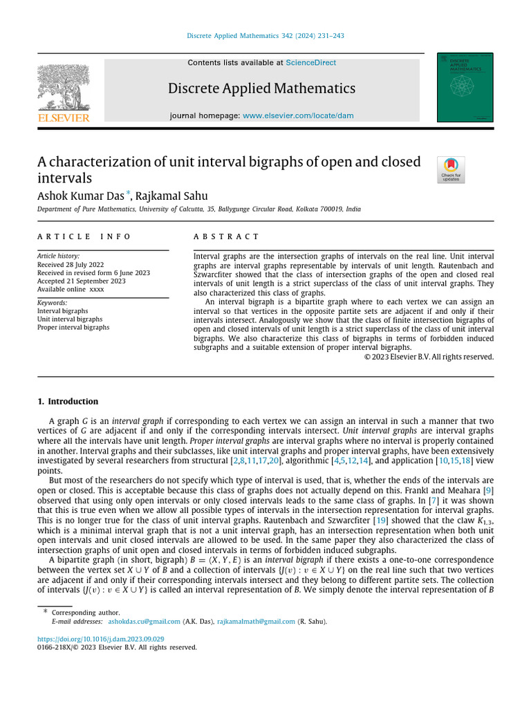 A Charcterization of Unit Interval Bigraphs of Open Closed Intervals ...