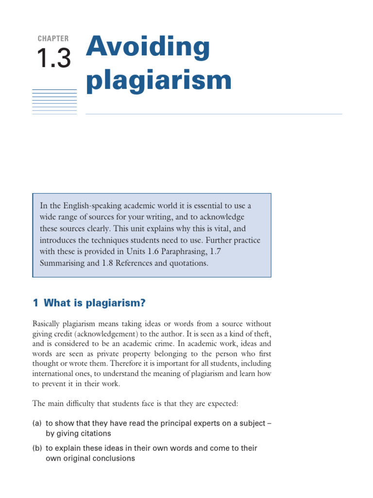 01 - Avoiding Plagiarism (Chapter 1.4 pp30-35) | PDF | Plagiarism ...