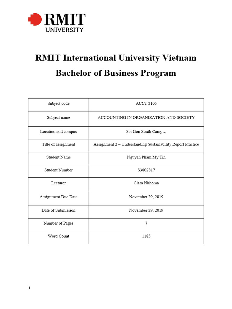 Assignment 2 - Accounting | PDF | Sustainability | Employment