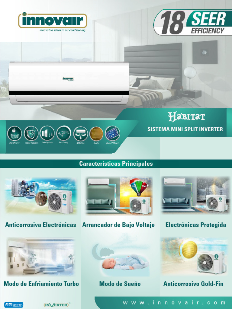 Innovair Habitat V34 18 SEER Inverter Mini Split Brochure Spanish | PDF