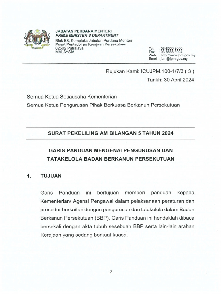 Surat Pengurusan Dan Tatakelola | PDF