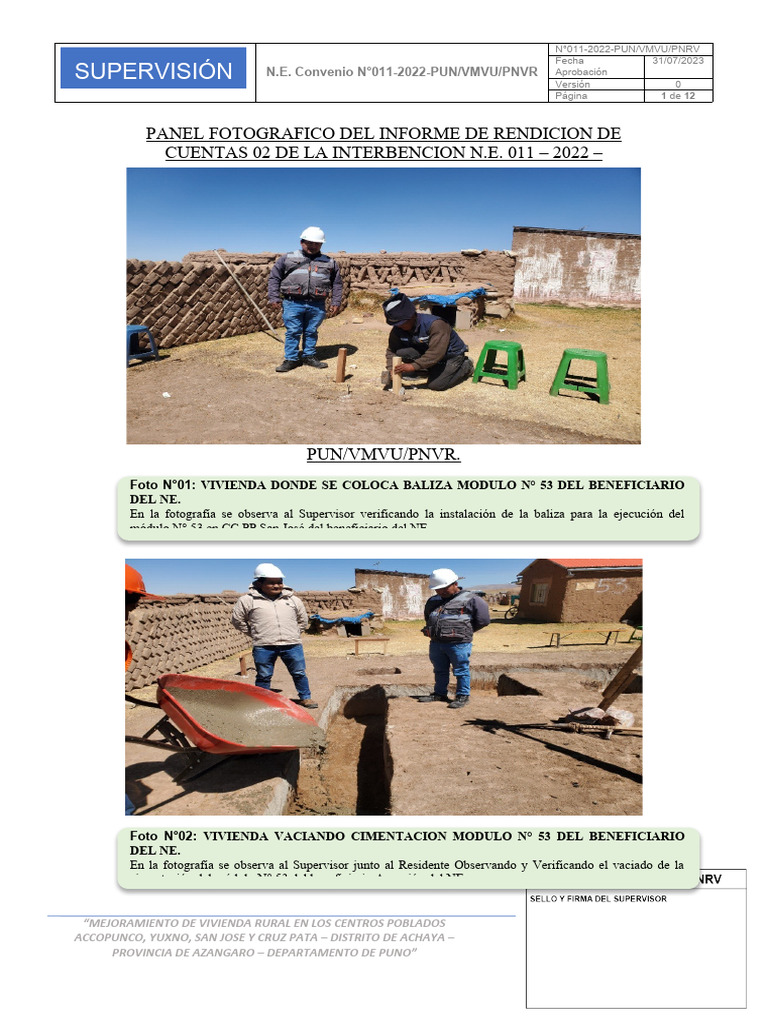 Panel Fotografico Del Informe de Rendicion de Cuentas #02 | PDF | Fundación (Ingeniería) | edificio