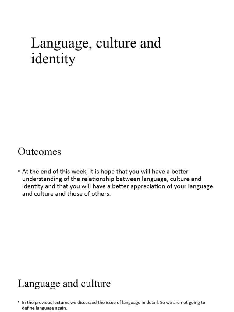Language Culture And Identity Notes Pdf Identity Social Science