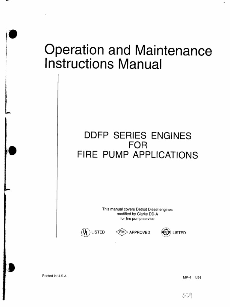 DDFP Series Engine For Fire Pump Apps. - O&M Manual (Clarke-Detroit) | PDF