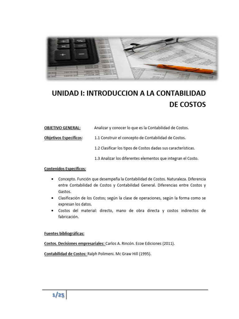 Intro. Contabilidad de Costos | PDF | Contabilidad | Costo