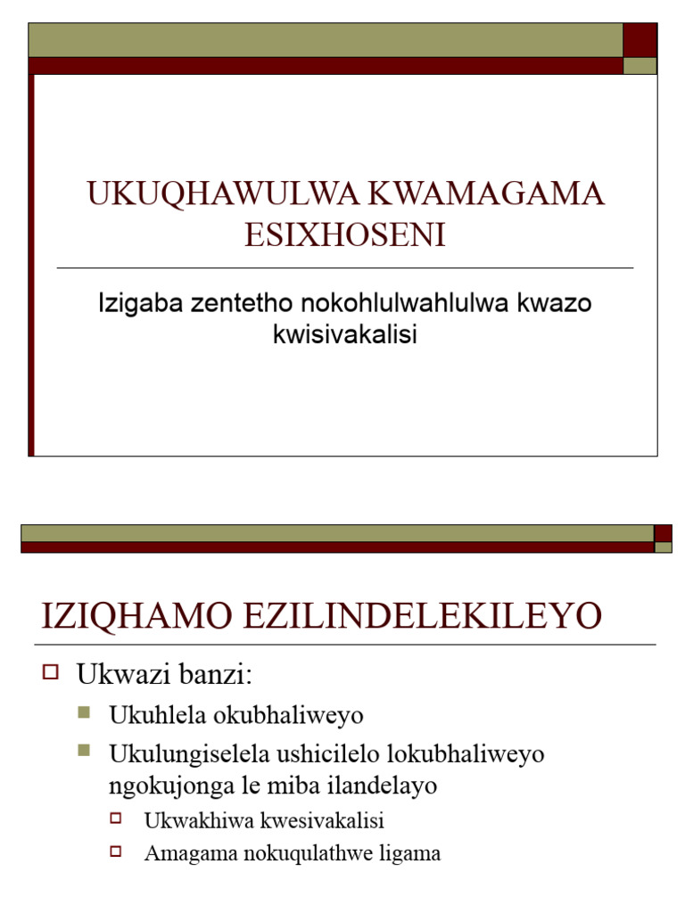 Ukuqhawulwa Kwamagama Nezigaba Zentetho | PDF | Language Arts ...