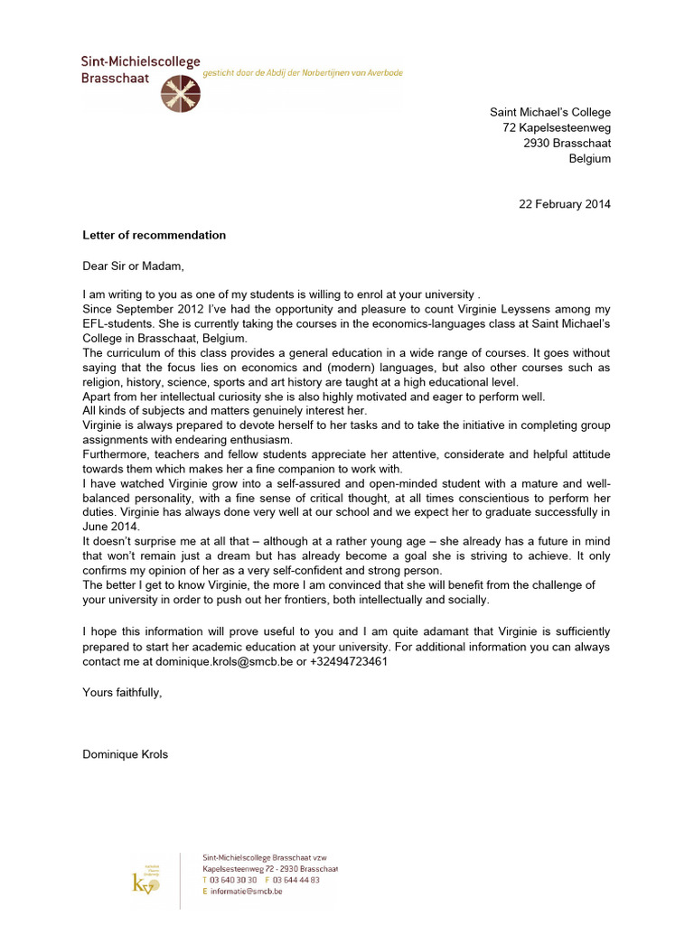 Letter of Recommendation 2 | PDF | University | Cognition