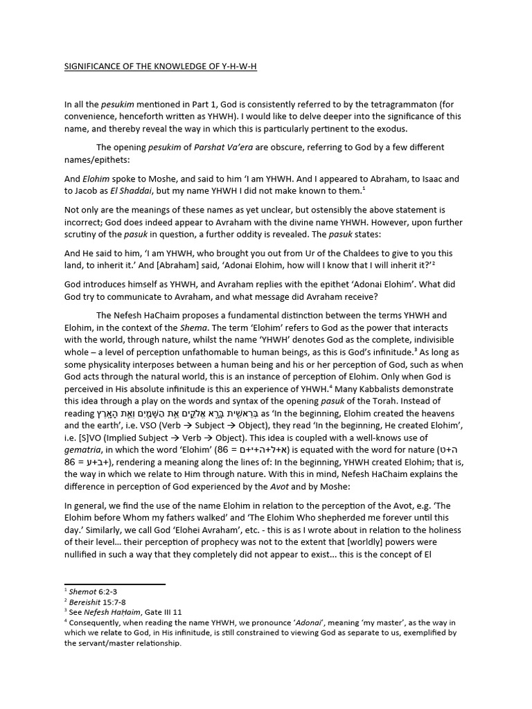 Nefesh Hachaim On YHWH and Exodus | PDF | Tetragrammaton | Names Of God ...