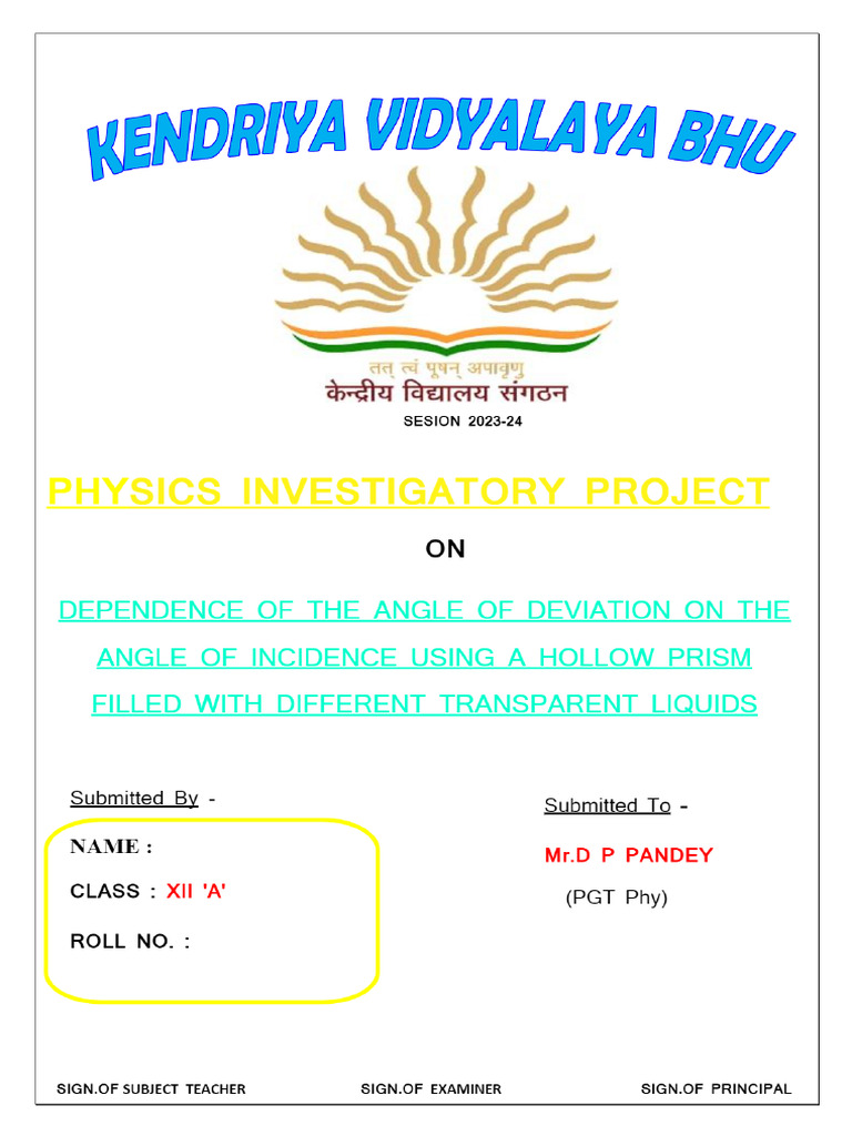 Physics Investigatory Project Hellow Prism 1 | PDF