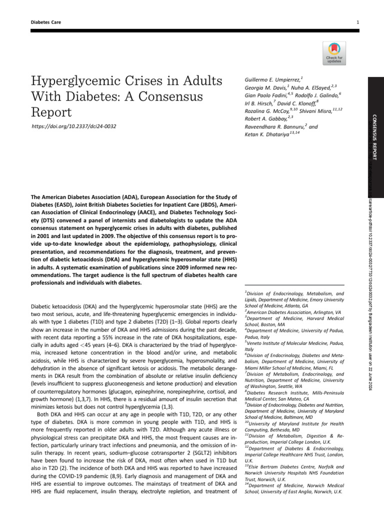 ADA Guidelines for DKA Management | PDF | Clinical Medicine | Disorders ...