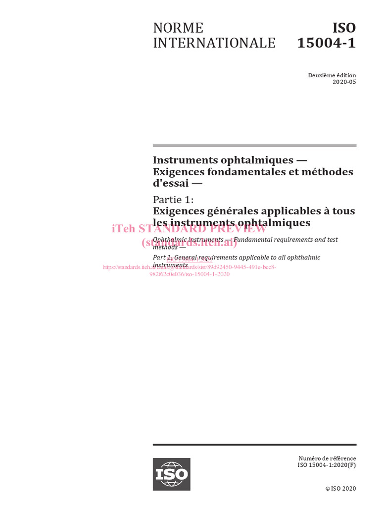 Exigences ISO 15004-1 pour instruments ophtalmiques | PDF ...