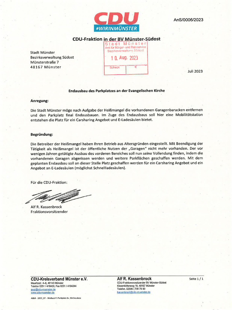 AnS 0006 2023 Originalanregung Der CDU Fraktion | PDF