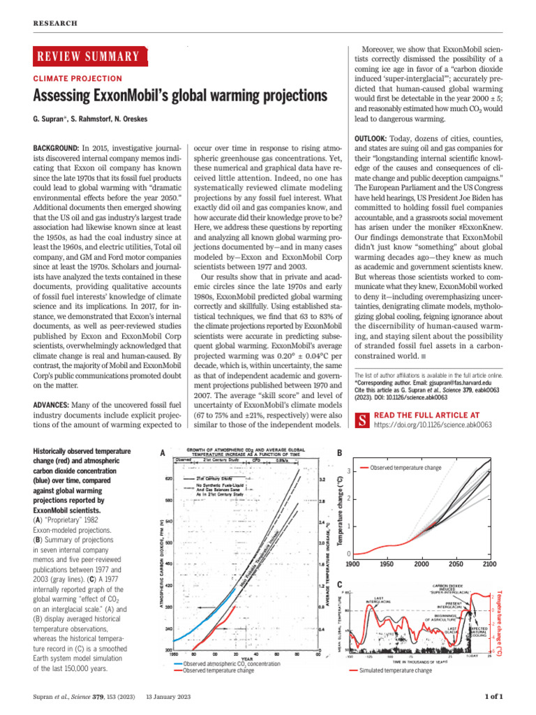 ExxonMobil - Global Warming Projections | PDF | Climate Change | Exxon ...
