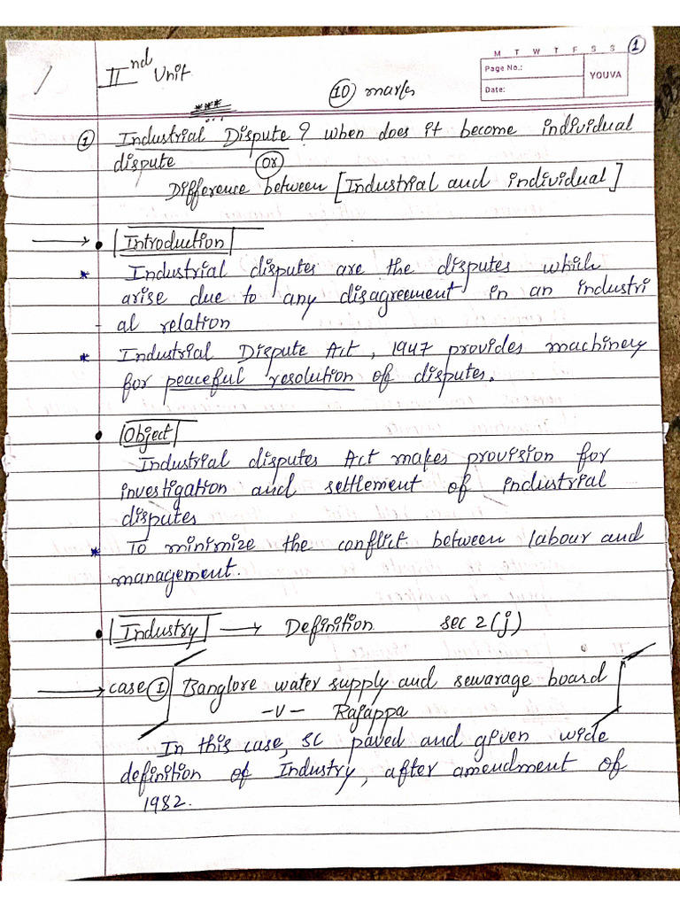 Labour Law 1 Notes Unit 1 | PDF