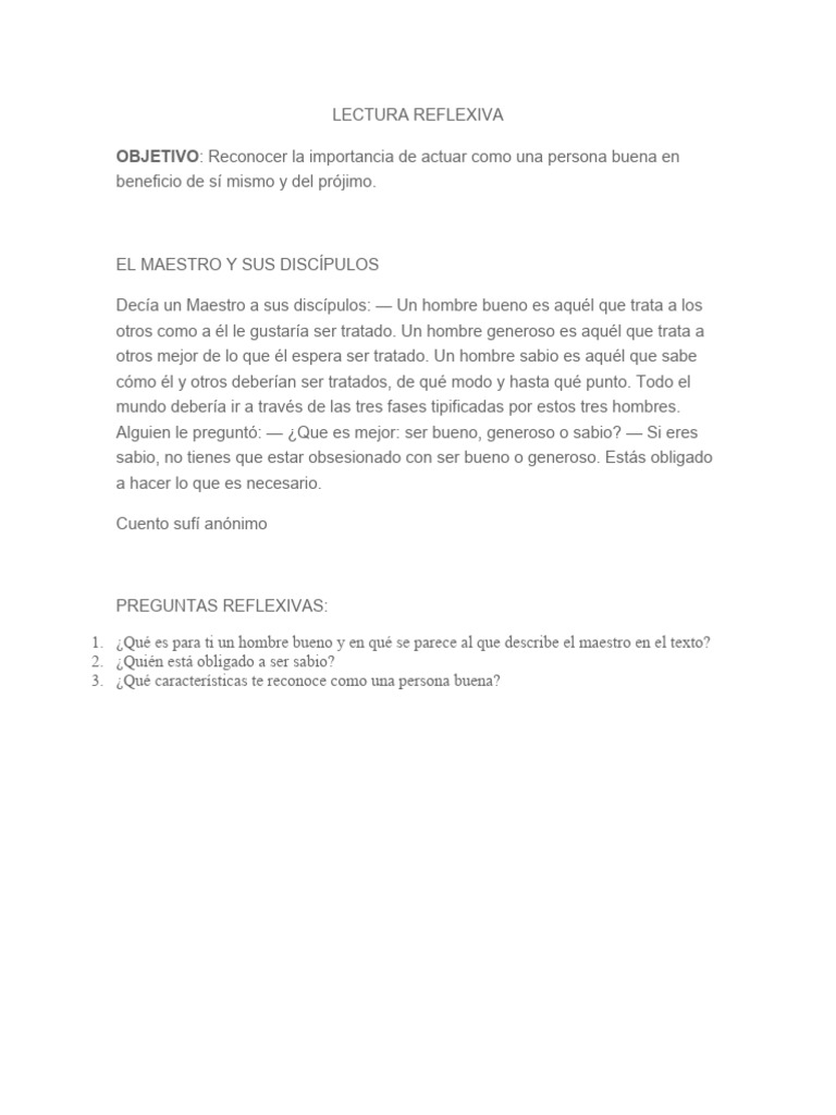 Lectura Reflexiva | PDF