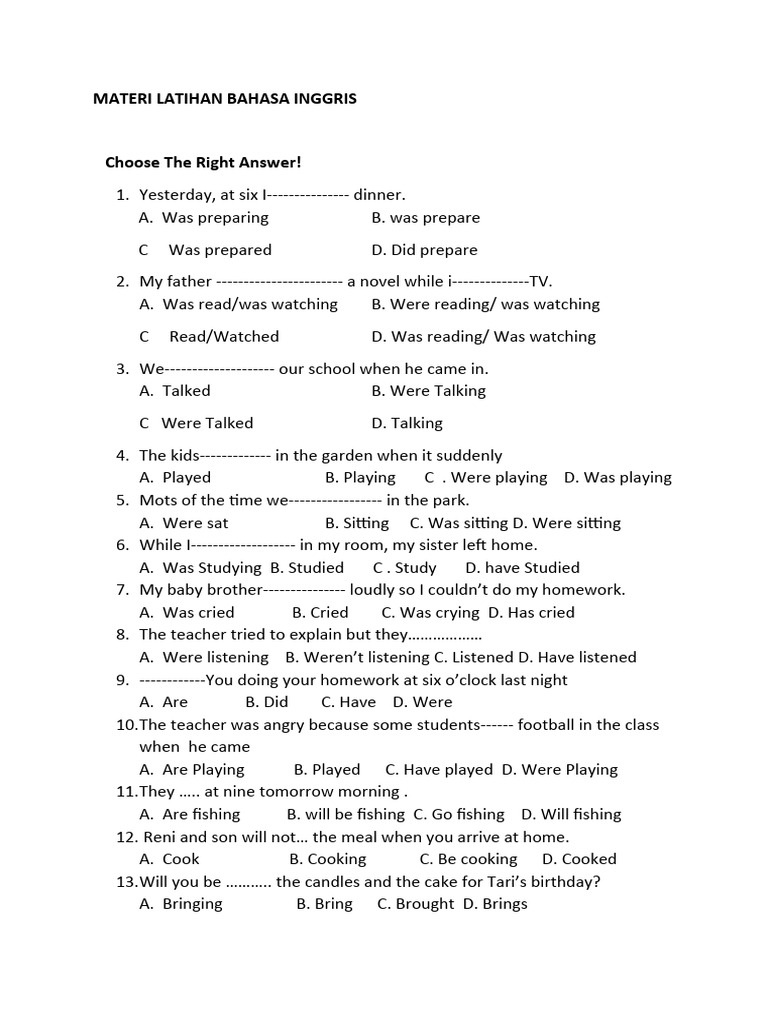 Choose The Right Answer | PDF | Language Arts & Discipline