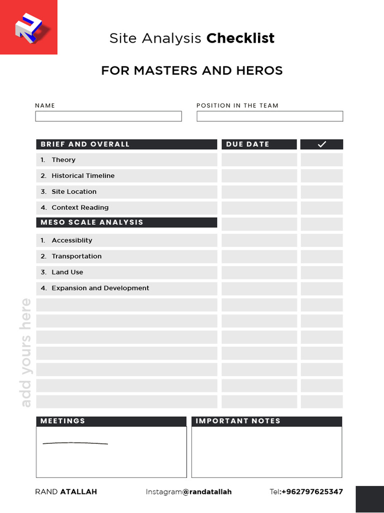 RandAtallah SiteAnalysis Master Checklist | PDF
