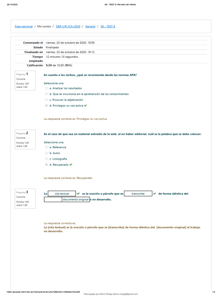 Revisión de Test 6: Normas APA | PDF