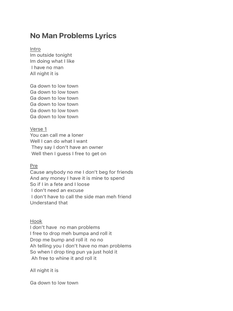 No Man Problems Lyrics Explained | PDF | Poetry | Art