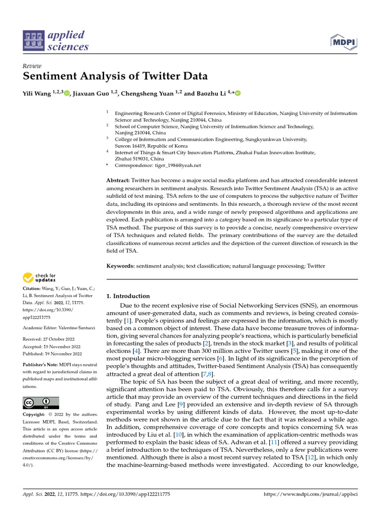 Sentiment Analysis of Twitter Data | PDF | Part Of Speech | Support Vector Machine