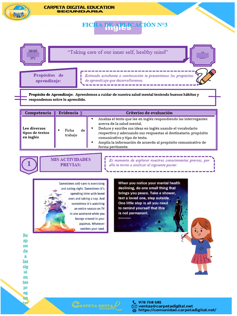 3° y 4° FICHA DE APLICACIÓN-SESIÓN3-SEM.3-EXP.2-INGLÉS. | PDF | Aprendizaje