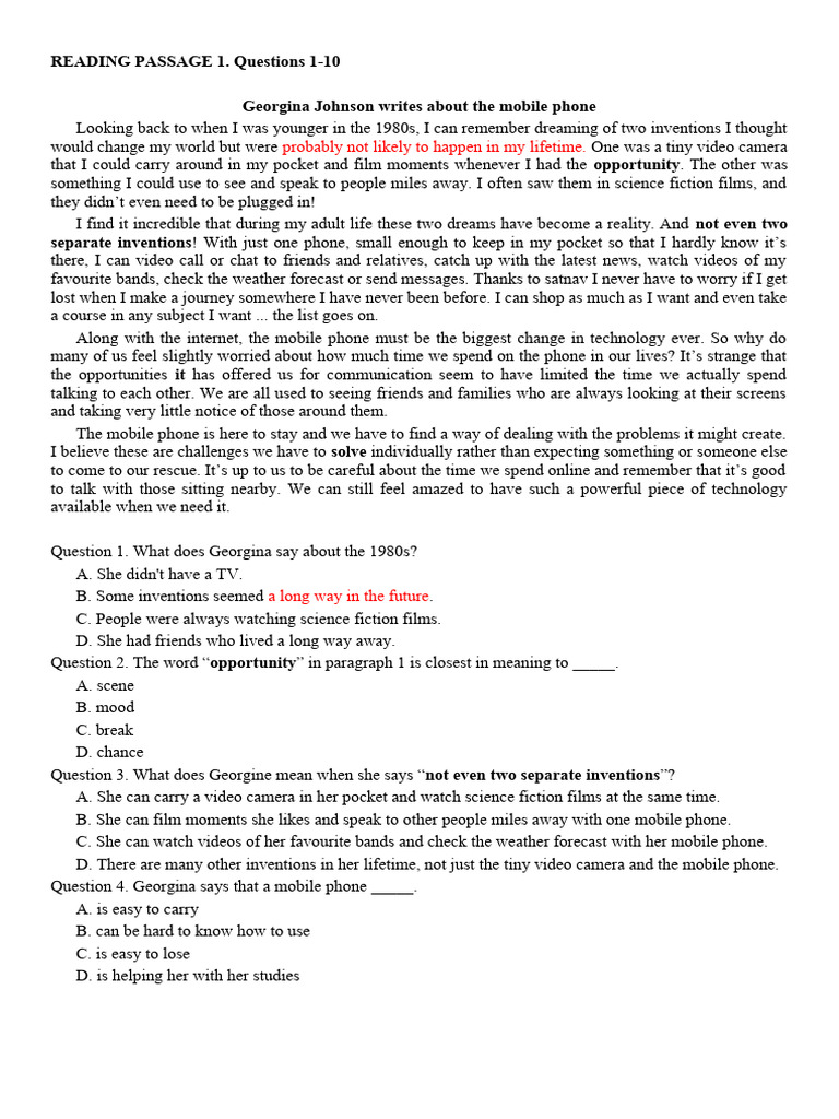 Reading 1 & 2 - Exam Practice - 06032024 | PDF | Antioxidant | Vitamin
