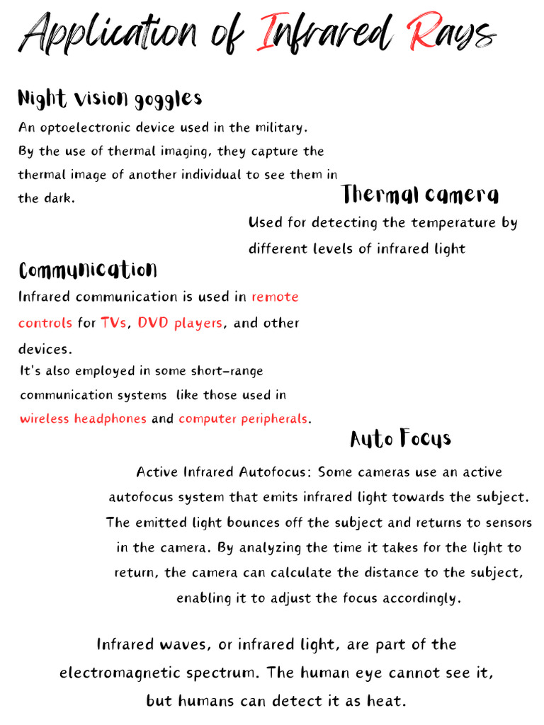 Infrared Rays: Applications and Technologies | PDF | Infrared | Autofocus