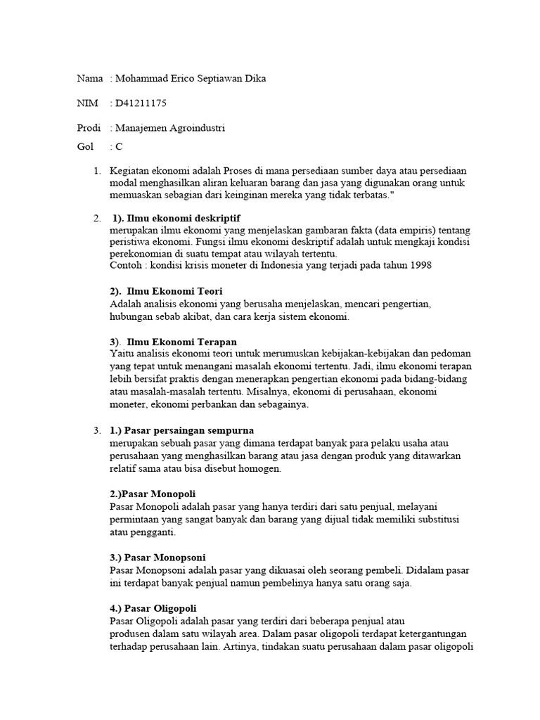 Mohammad Erico Septiawan Dika - MID - C - UTS PIE | PDF | Pengelolaan Keuangan & Uang