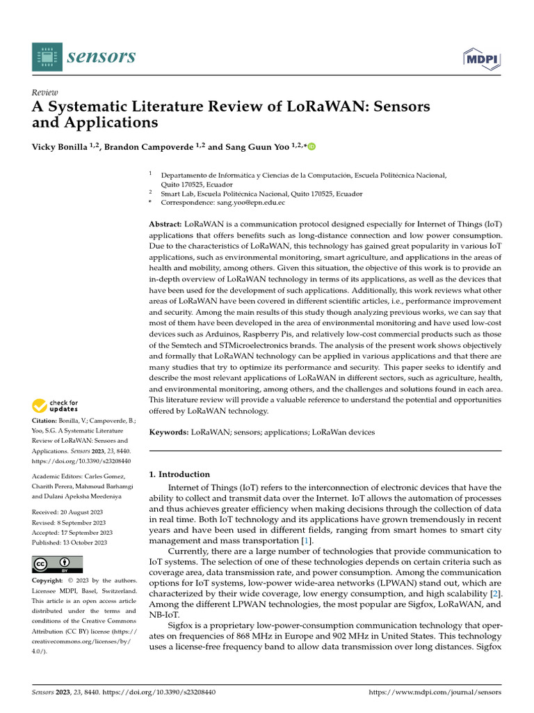 Sensors 23 08440 v2 | PDF | Internet Of Things | Environmental Monitoring