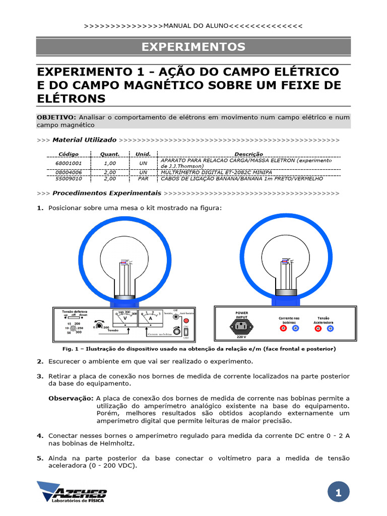 Relacao Carga Massa Do Eletron Pdf Elétron Magnetismo