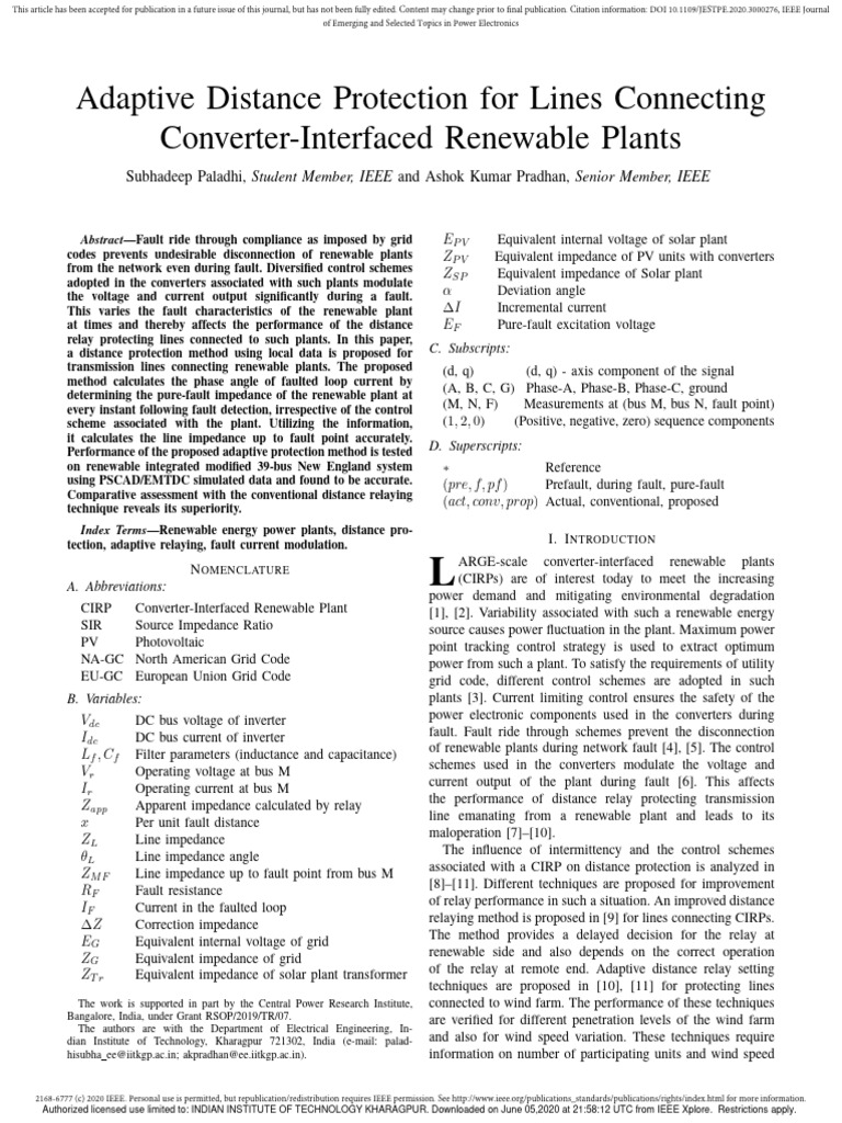 Adaptive Distance Protection For Lines Connecting Detailed | PDF ...