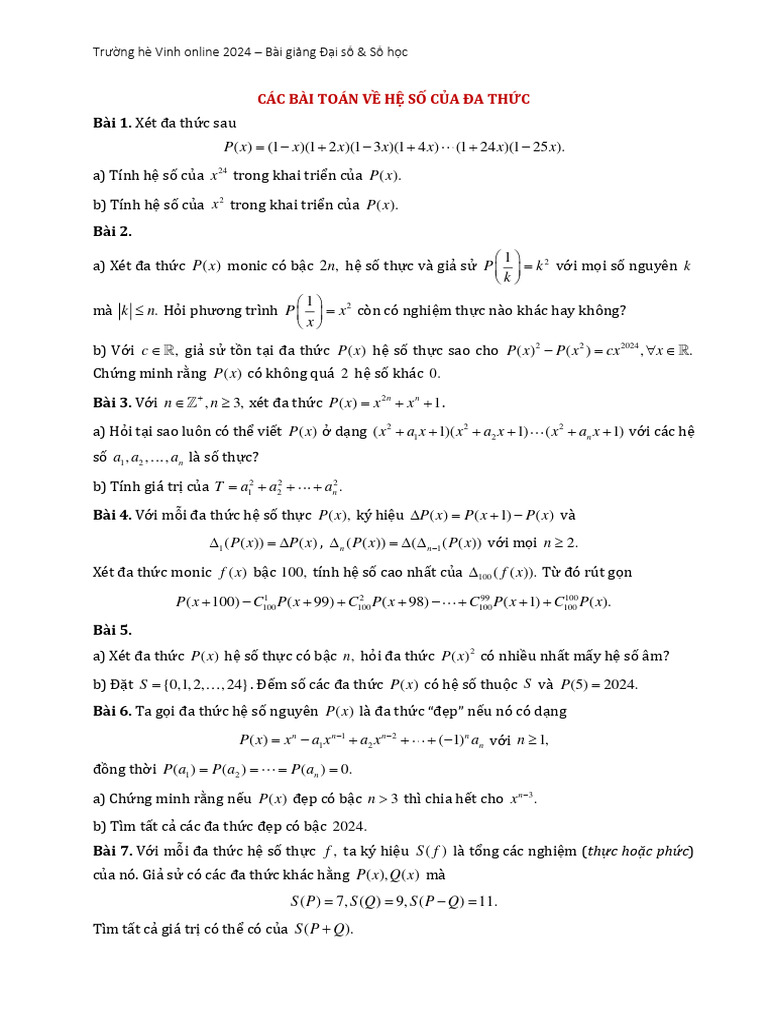 Buoi 1 - He So Cua Da Thuc | PDF