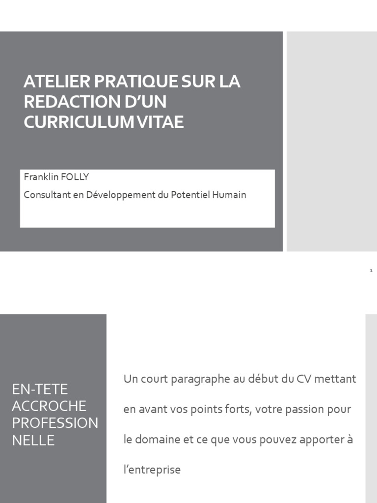 Animation D'atelier Pour La CV | PDF | Compétence (Ressources humaines)