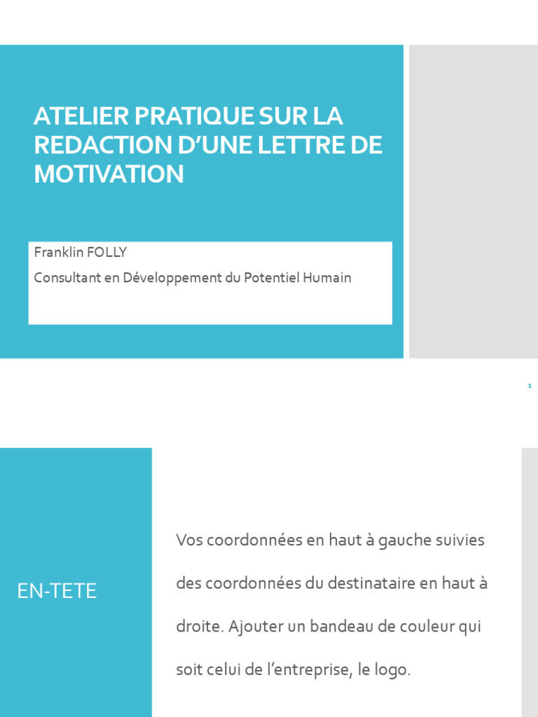 Atelier : Rédiger une Lettre de Motivation | PDF | Motivation | Motivant