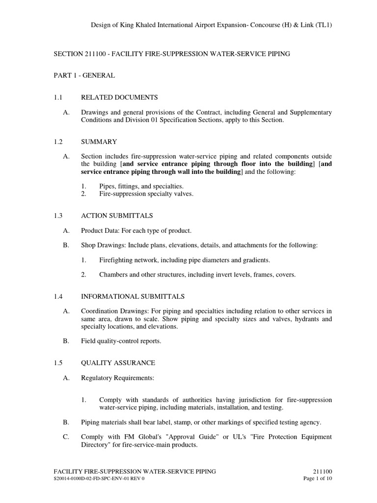 211100-TS For Fire Fighting Pipe Line | PDF | Pipe (Fluid Conveyance ...