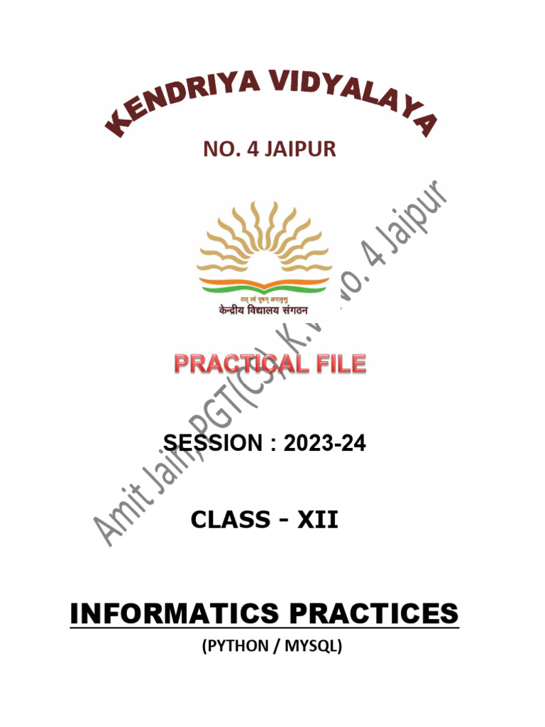 PRACTICAL FILE (XII - IP) 2023-24 | PDF | Table (Database) | Data Management